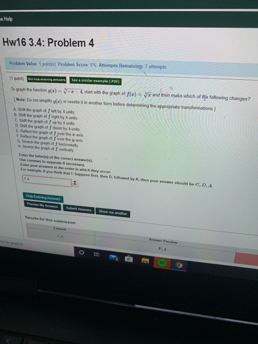 Solved e Help Hw16 3.4: Problem 4 Problem Value 1 points) | Chegg.com