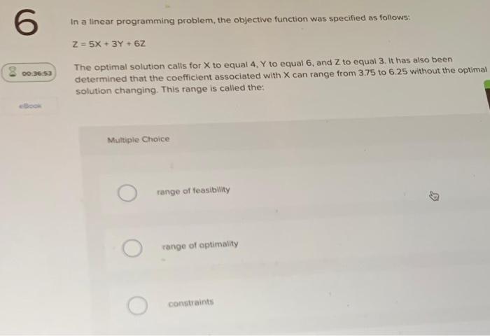 Solved In a linear programming problem, the objective | Chegg.com