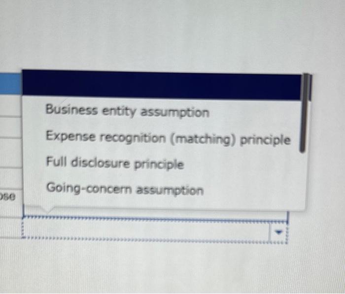 Solved Identify the accounting principle or assumption thot | Chegg.com