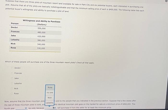 Solved Suppose that there are three plots of mountain resort | Chegg.com