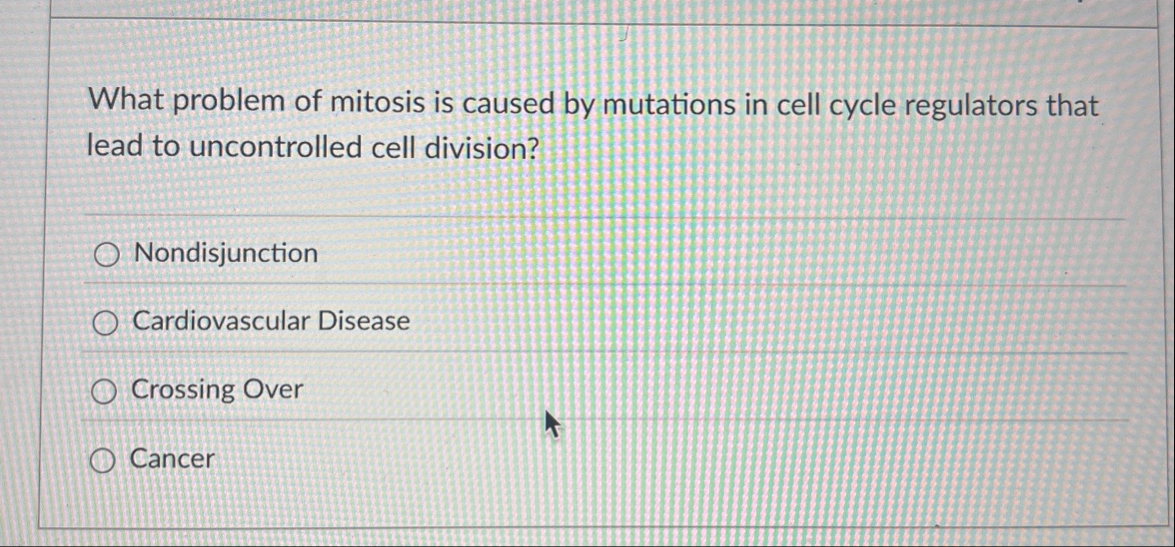 Solved What problem of mitosis is caused by mutations in | Chegg.com