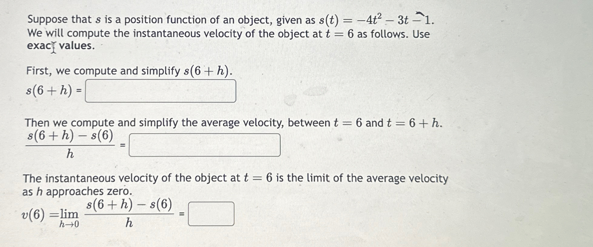 Solved Suppose that s ﻿is a position function of an object, | Chegg.com