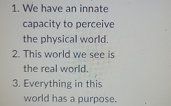 Solved We have an innate capacity to perceive the physical | Chegg.com