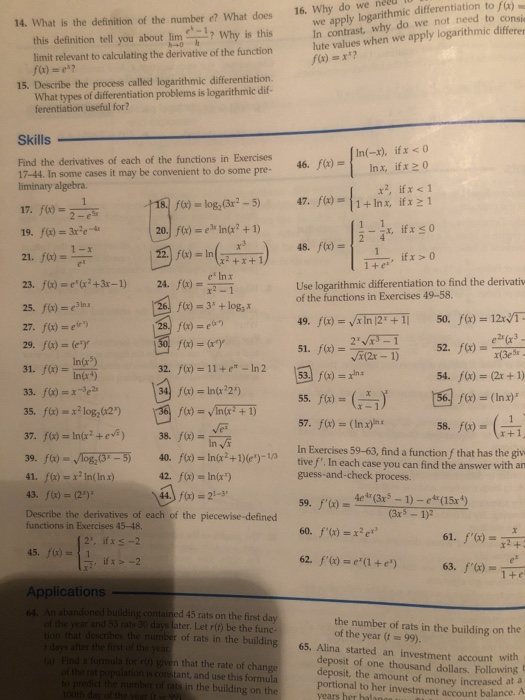 Solved 14. What is the definition of the number e? What does | Chegg.com