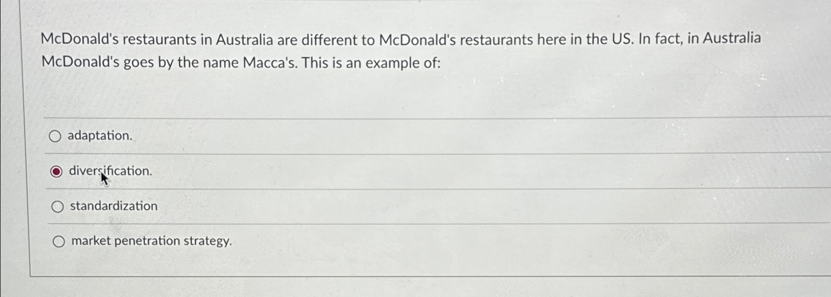 Solved McDonald's restaurants in Australia are different to | Chegg.com