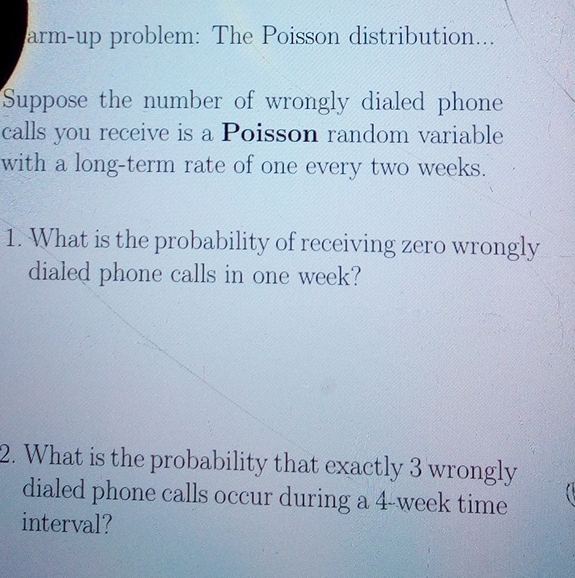 Solved arm-up problem: The Poisson distribution...Suppose | Chegg.com