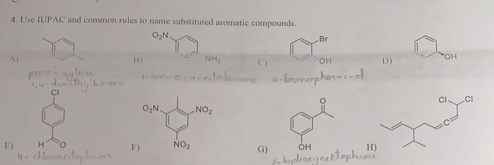 Solved 4. Use IUPAC and common rules to name substituted | Chegg.com