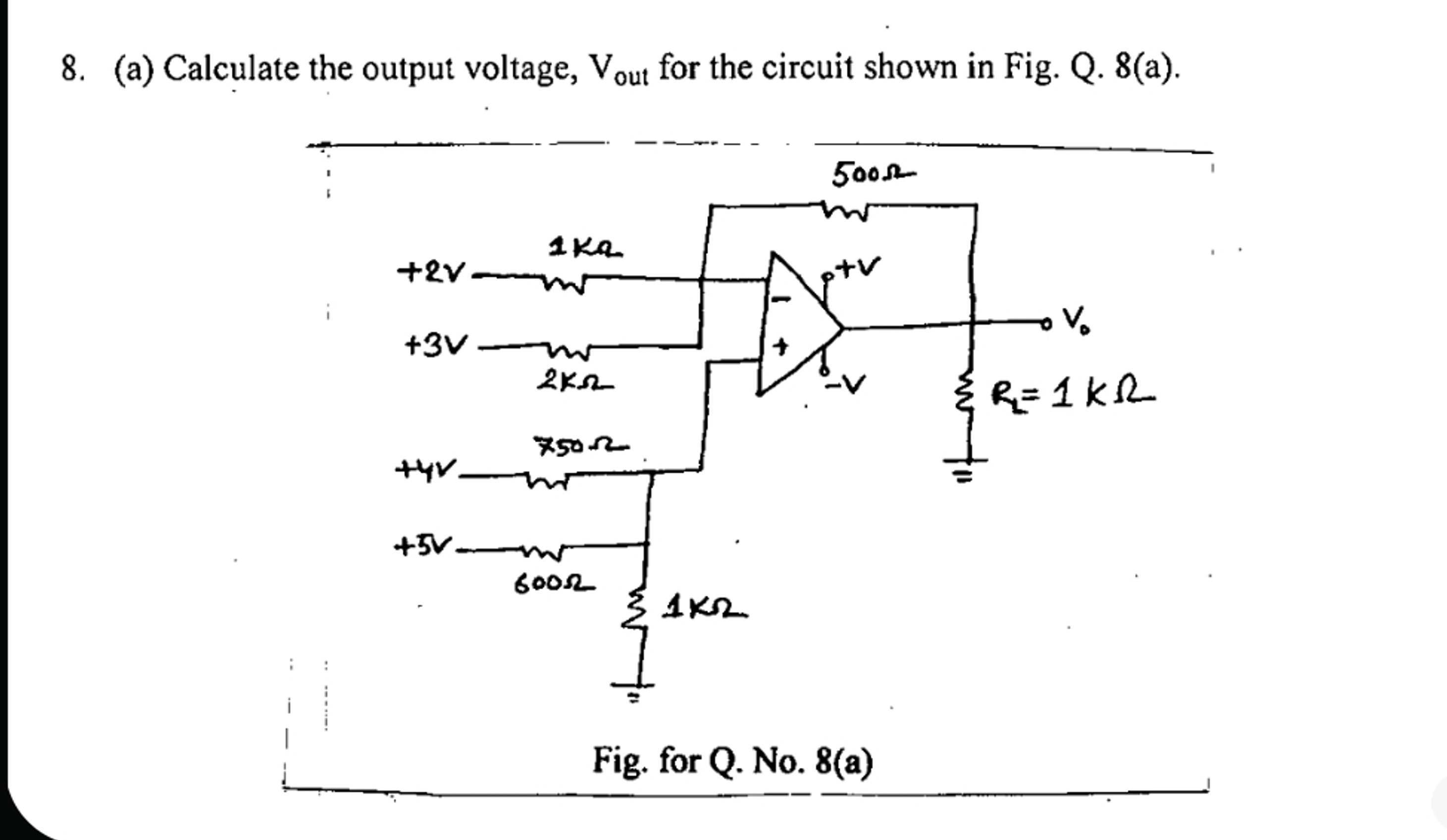 Solved (a) ﻿Calculate the output voltage, Vout ﻿for the | Chegg.com