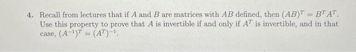 Solved Recall from lectures that if A and B are matrices | Chegg.com