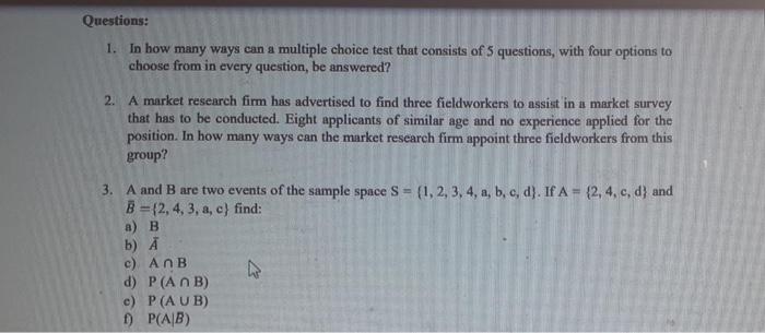 Solved Questions: 1. In how many ways can a multiple choice | Chegg.com
