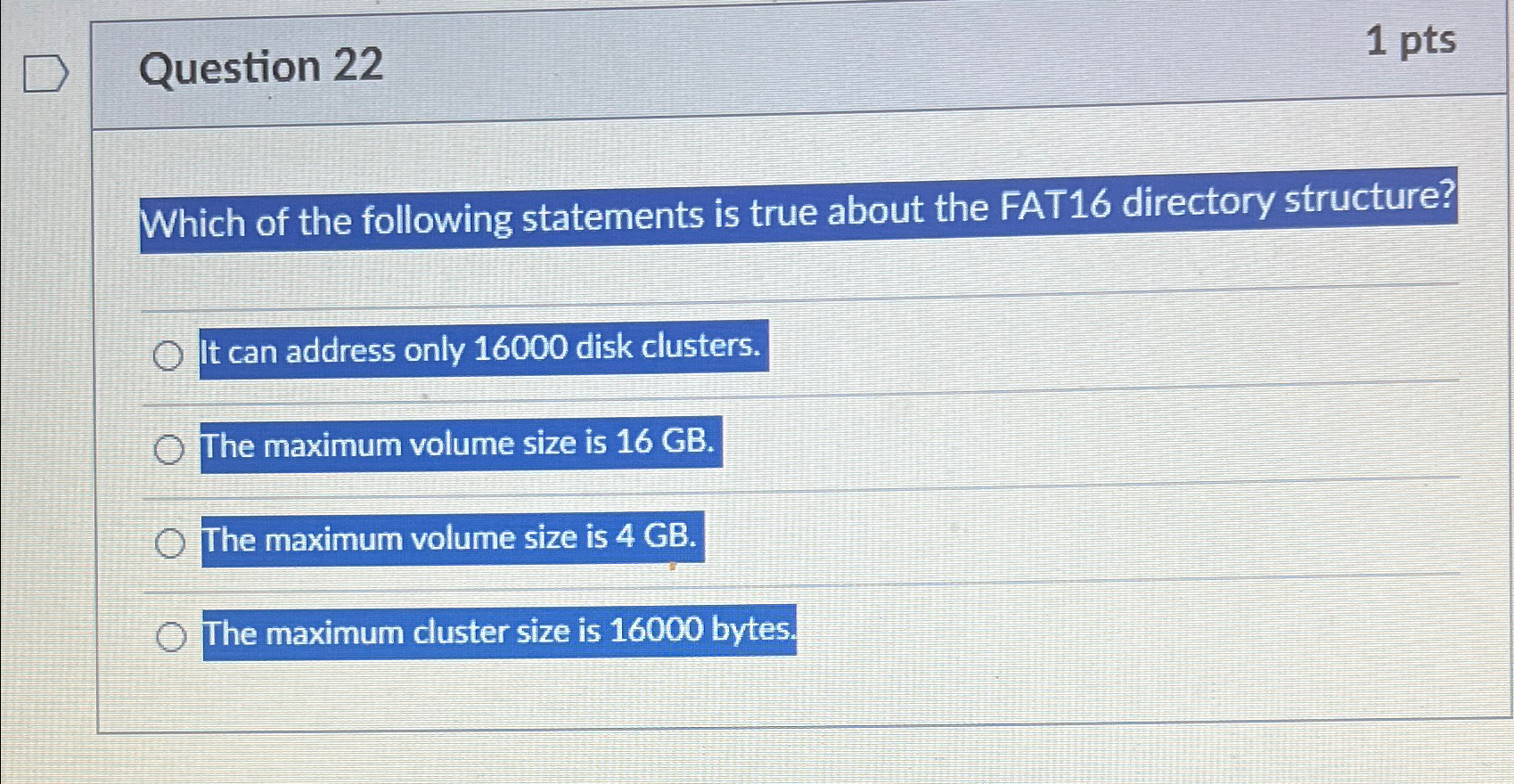 Solved Question 221ptsWhich of the following statements is | Chegg.com