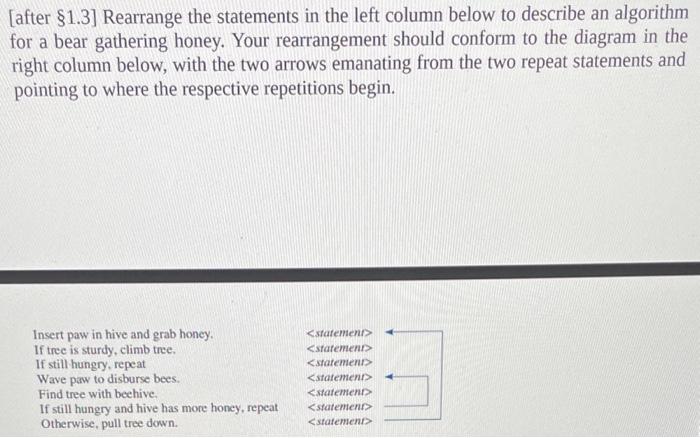 Solved [after §1.3] Rearrange the statements in the left | Chegg.com