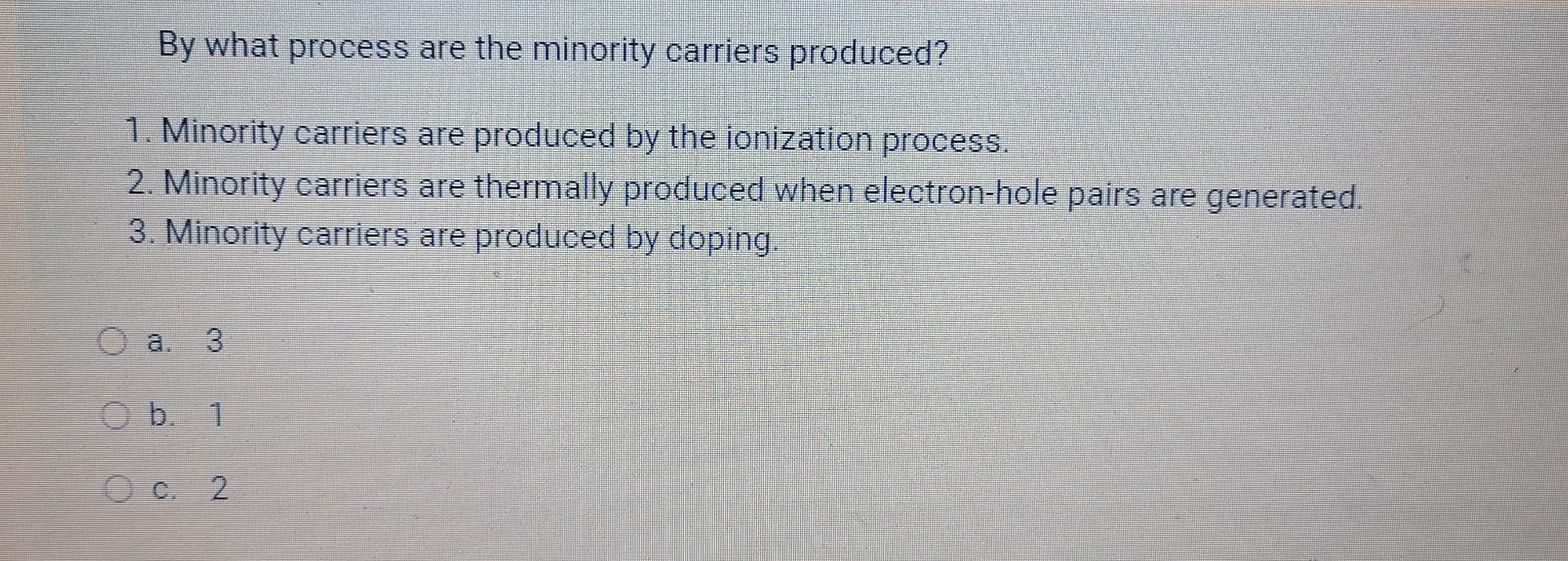 Solved By what process are the minority carriers produced? | Chegg.com