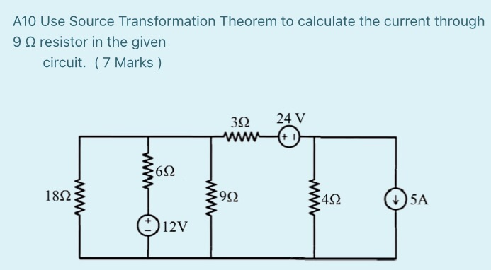 Solved A10 Use Source Transformation Theorem to calculate | Chegg.com