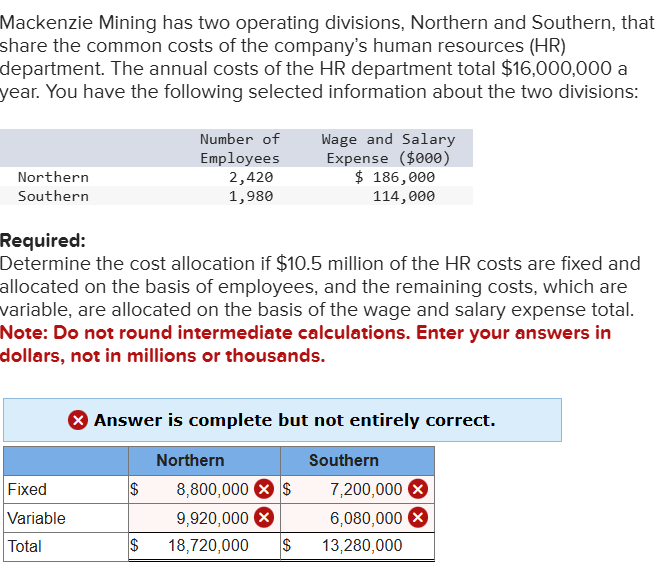 Solved Mackenzie Mining has two operating divisions, | Chegg.com