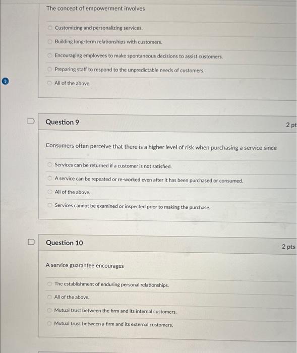 Solved The concept of empowerment involves Customizing and | Chegg.com