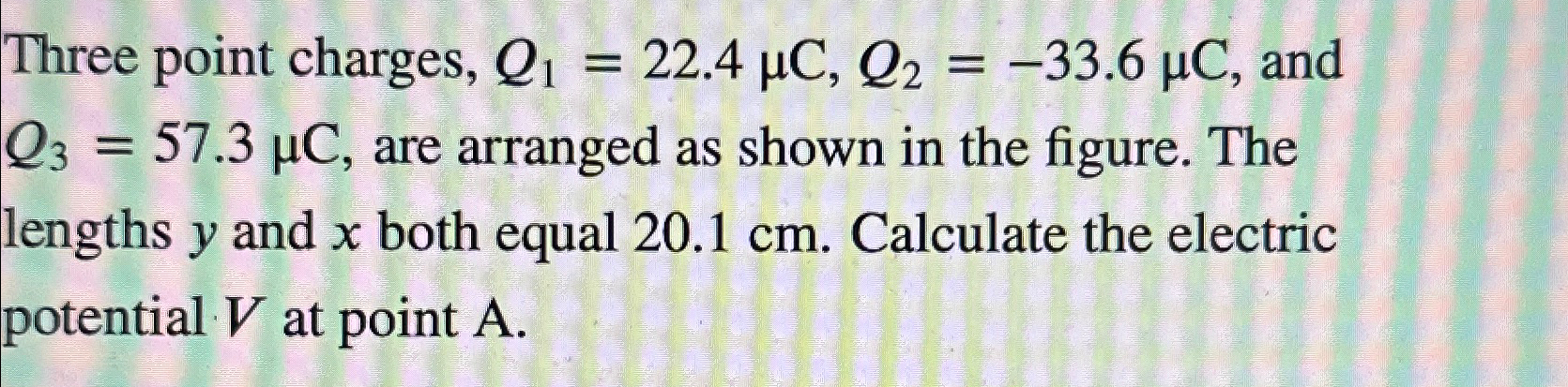 Three point charges, Q1=22.4μC,Q2=-33.6μC, ﻿and | Chegg.com