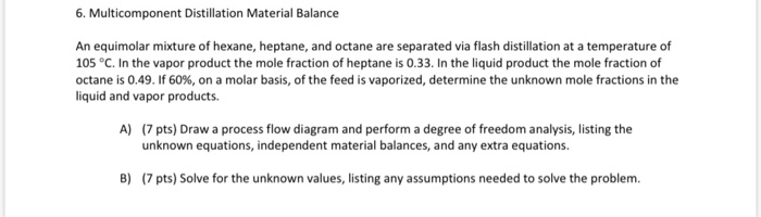 Solved 6. Multicomponent Distillation Material Balance An | Chegg.com