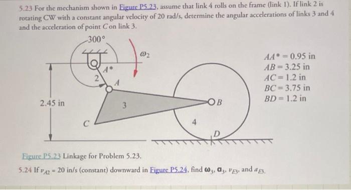 Solved 5.23 For the mechanism shown in Eigure P5,23, assume | Chegg.com