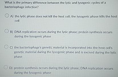 Solved What is the primary difference between the lytic and | Chegg.com
