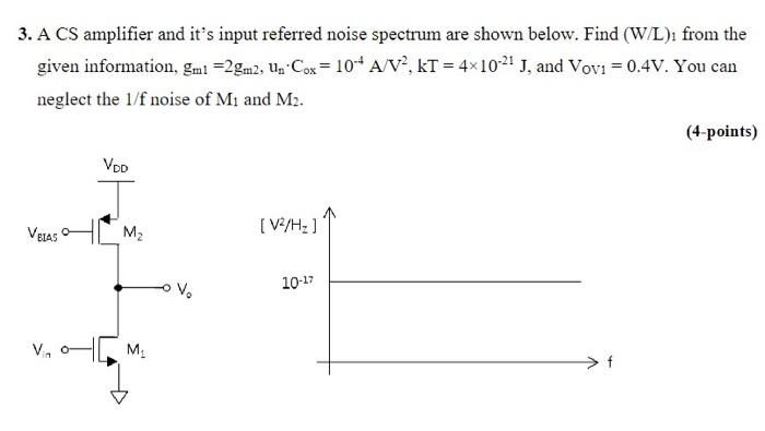 Solved 3. A CS amplifier and it's input referred noise | Chegg.com