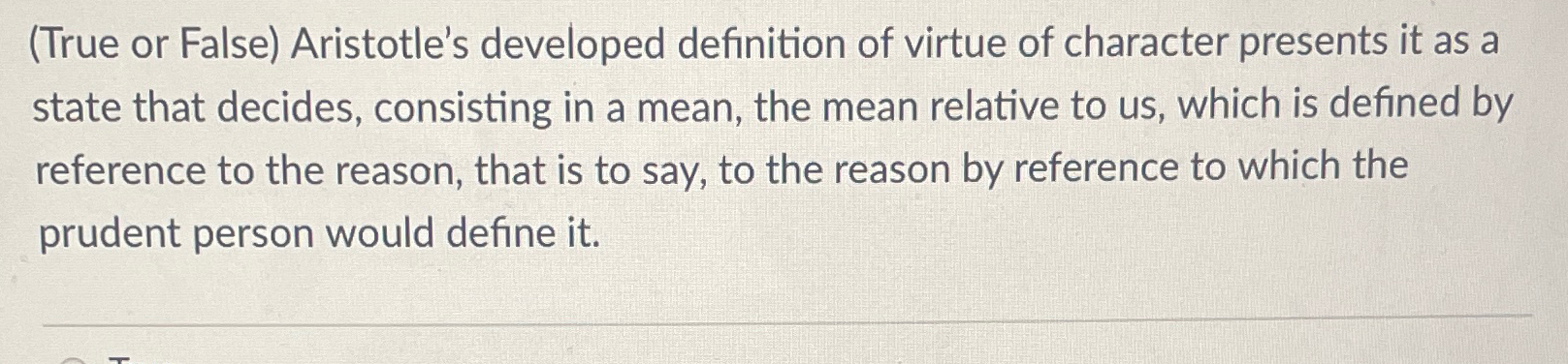 Solved (True or False) ﻿Aristotle's developed definition of | Chegg.com