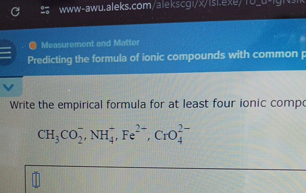 Solved Measurement and MatterPredicting the formula of ionic | Chegg.com