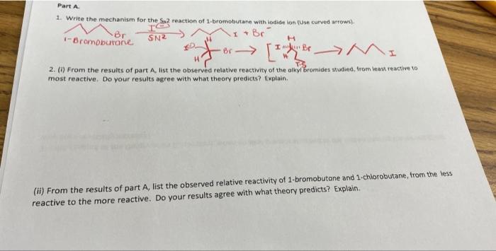Solved Part A ras 1. Write the mechanism for the S2 reaction | Chegg.com