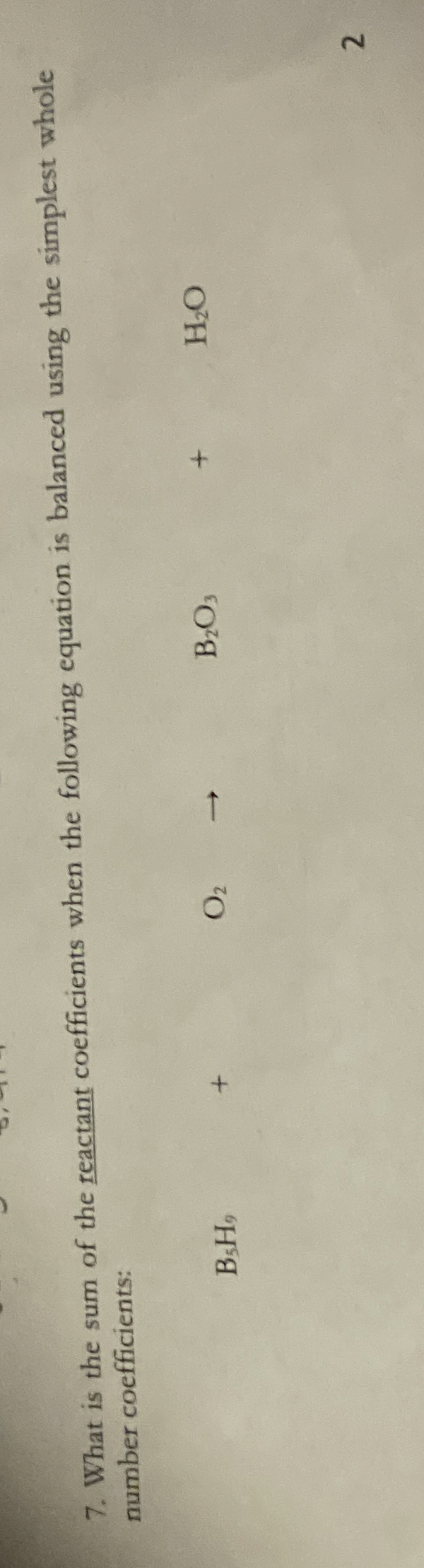 What is the sum of the reactant coefficients when the | Chegg.com