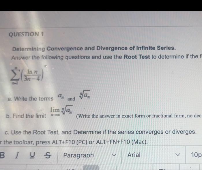 Solved Determining Convergence and Divergence of Infinite | Chegg.com