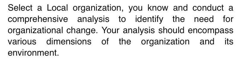 Select a Local organization, you know and conduct a | Chegg.com