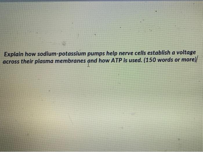 Solved Explain how sodium-potassium pumps help nerve cells | Chegg.com
