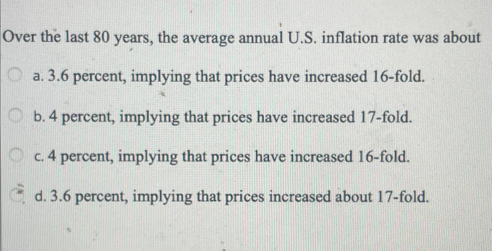 Solved Over the last 80 ﻿years, the average annual U.S. | Chegg.com