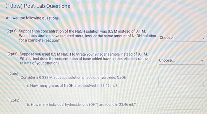 Solved (16pts) Titration Table 2. Titration data Table view | Chegg.com