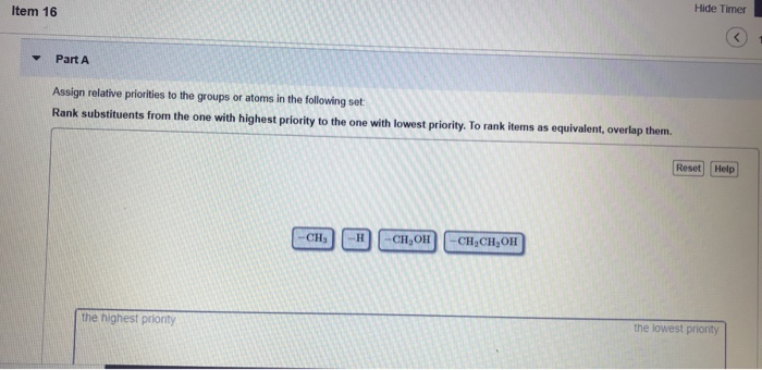 Solved Item 16 Hide Timer Part A Assign relative priorities | Chegg.com