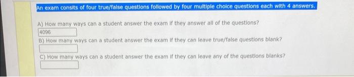 A) How many ways can a student answer the exam if | Chegg.com