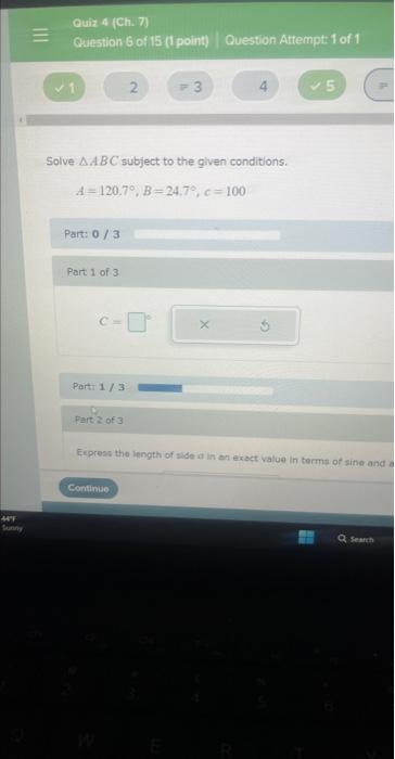 Solved Solve ABC subject to the given conditions. | Chegg.com