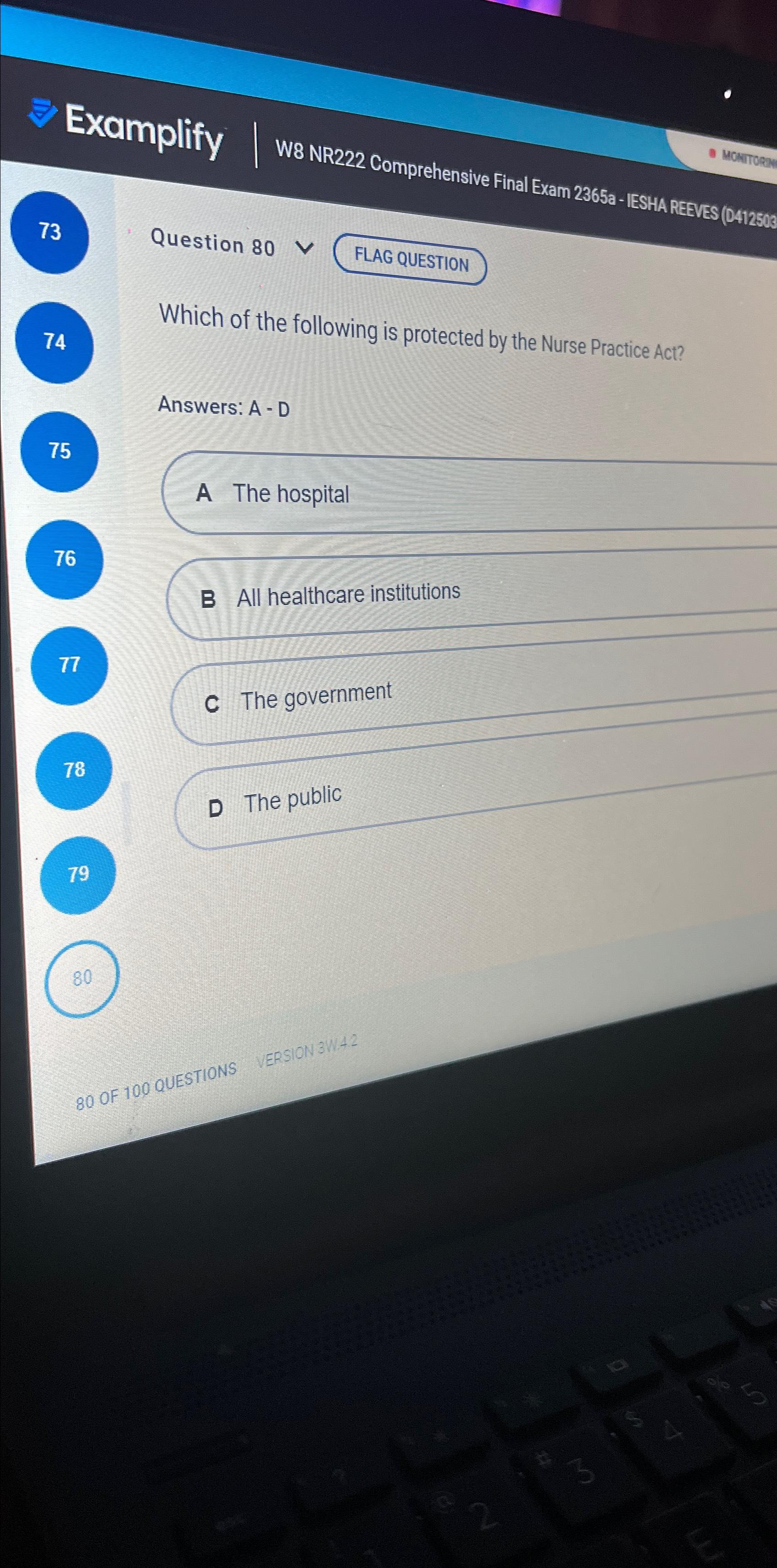 Solved ExamplifyW8 ﻿NR222 ﻿Comprehensive Final Exam 2365a - | Chegg.com