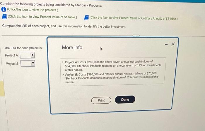 Solved Consider the following projects being considered by | Chegg.com