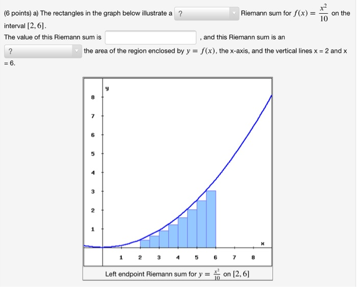 Solved Riemann sum for f(x) = on the (6 points) a) The | Chegg.com