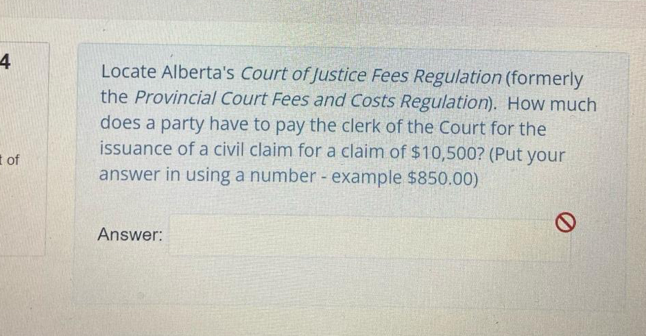 Solved Locate Alberta's Court of Justice Fees Regulation | Chegg.com
