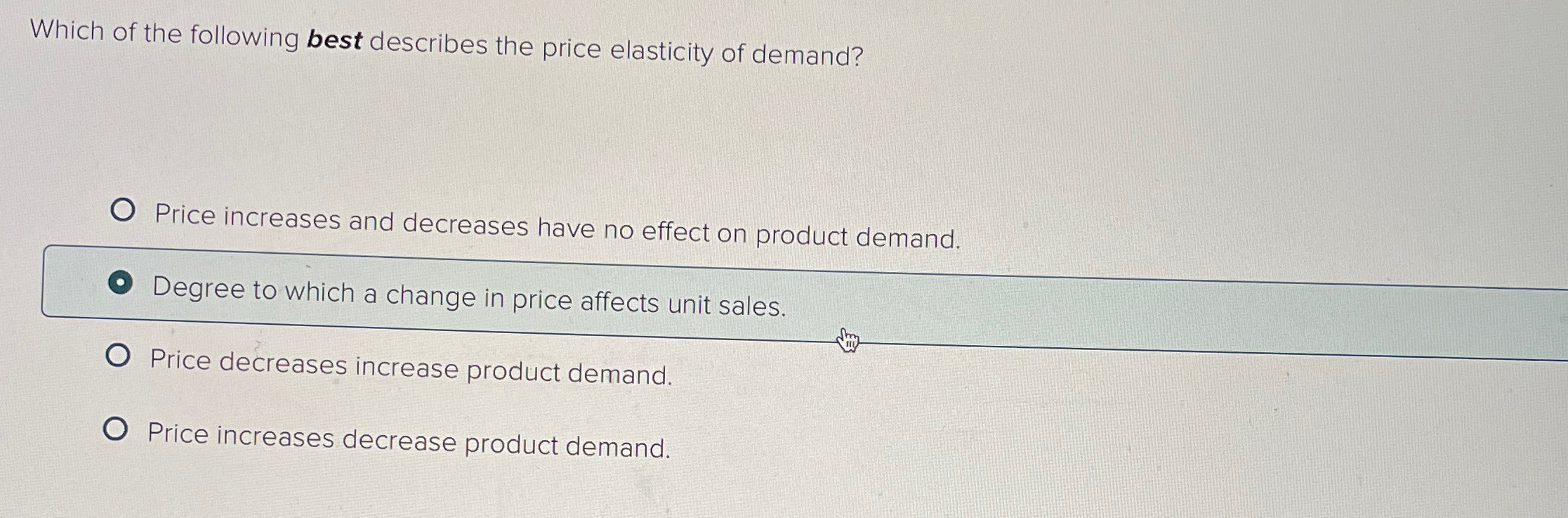 Solved Which of the following best describes the price | Chegg.com