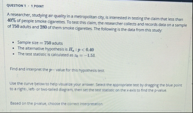 Solved QUESTION 1 - 1 ﻿POINTA researcher, studying air | Chegg.com