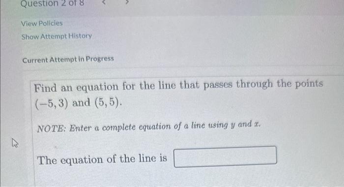 Solved Find an equation for the line that passes through the | Chegg.com