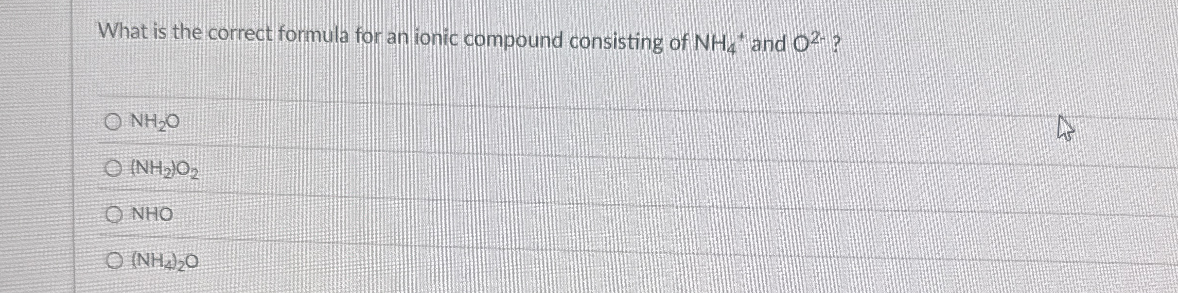 Solved What is the correct formula for an ionic compound | Chegg.com