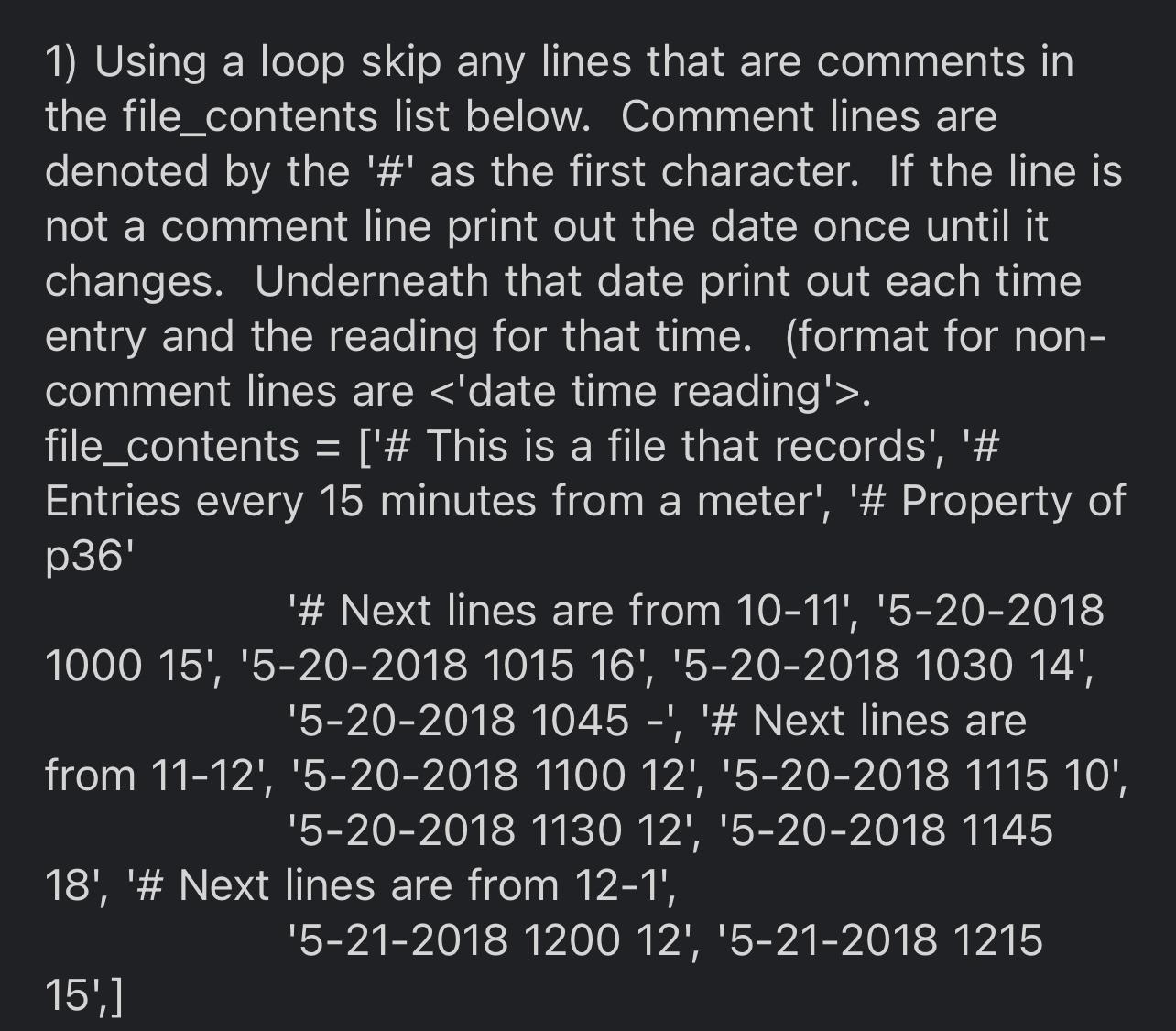 Solved Using a loop skip any lines that are comments in the | Chegg.com