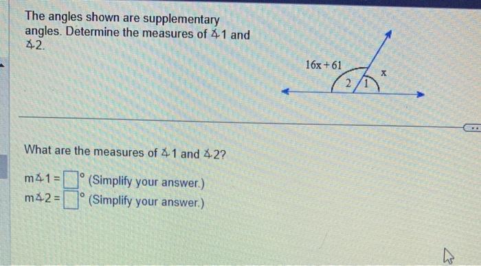 Solved The angles shown are supplementary angles. Determine | Chegg.com