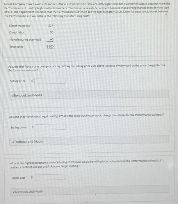 Solved Novak Company makes swimsuits and seils these suits | Chegg.com