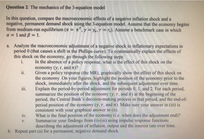 Question 2: The mechanics of the 3-equation model In | Chegg.com