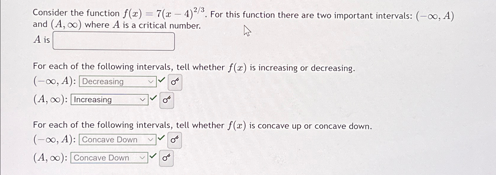 Solved Consider the function f(x)=7(x-4)23. ﻿For this | Chegg.com